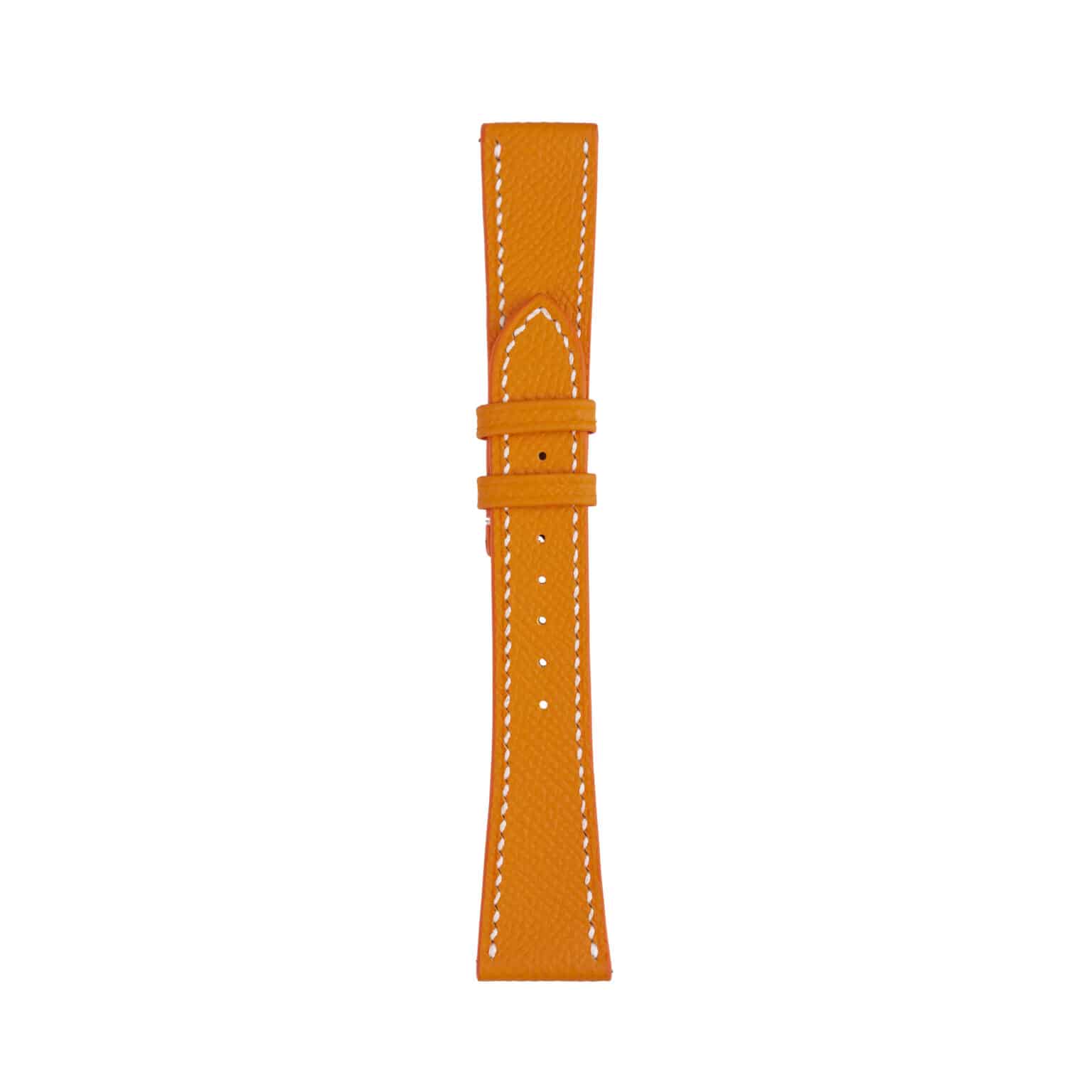 Epsom Leather Watch Strap - Orange Slim - 100% Handmade