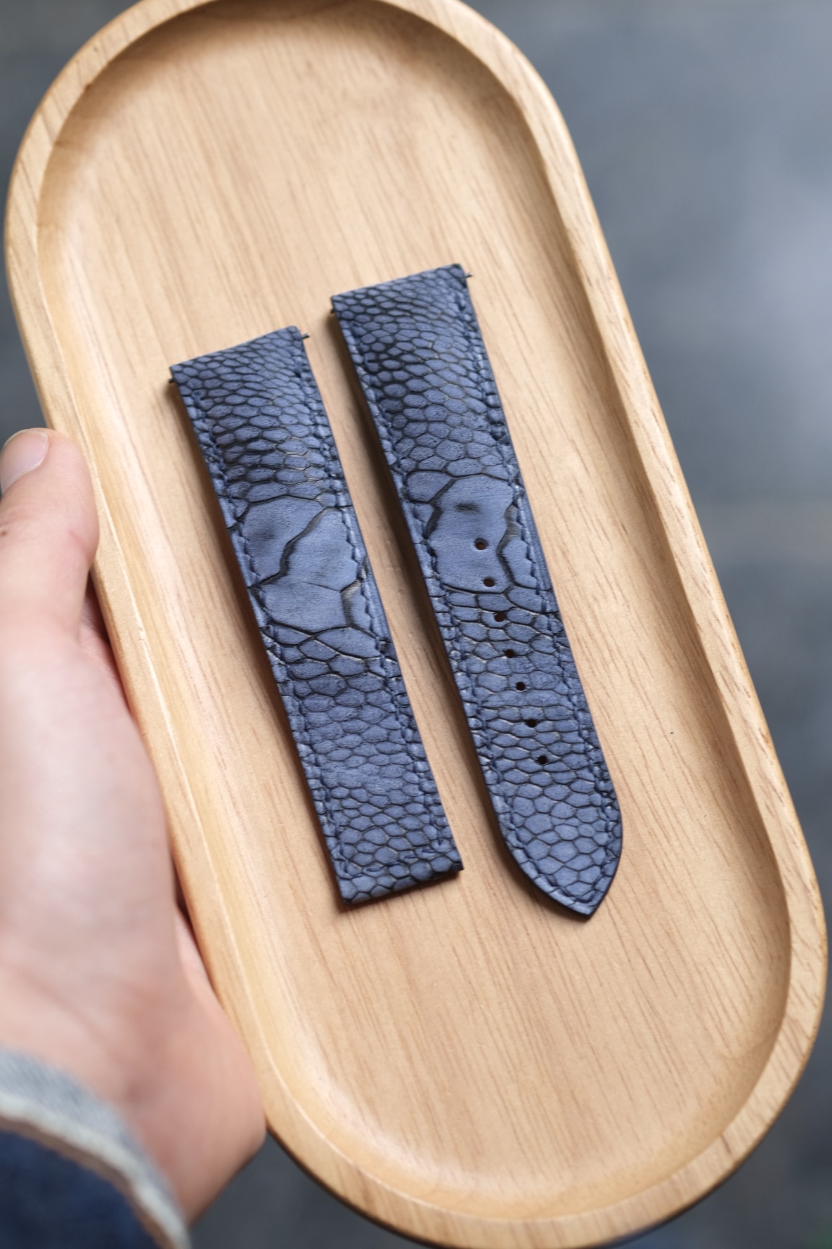 Two‑Piece Ostrich Strap for Omega (Blue)