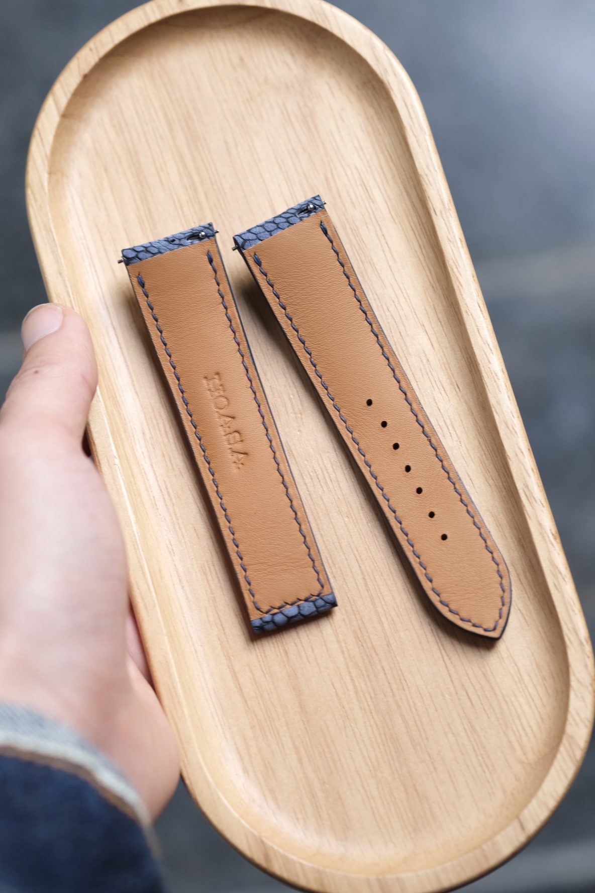 Two‑Piece Ostrich Strap for Omega (Blue)